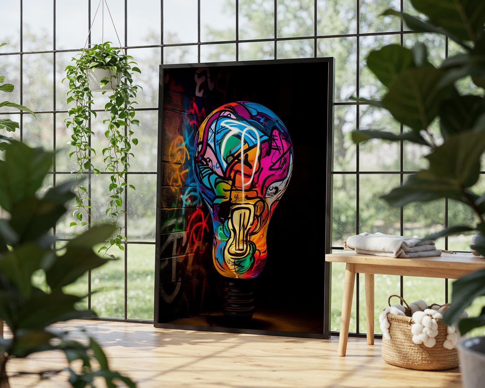 Light Bulb Graffiti Wall Art, Digital Download Print, Modern Street Art ...