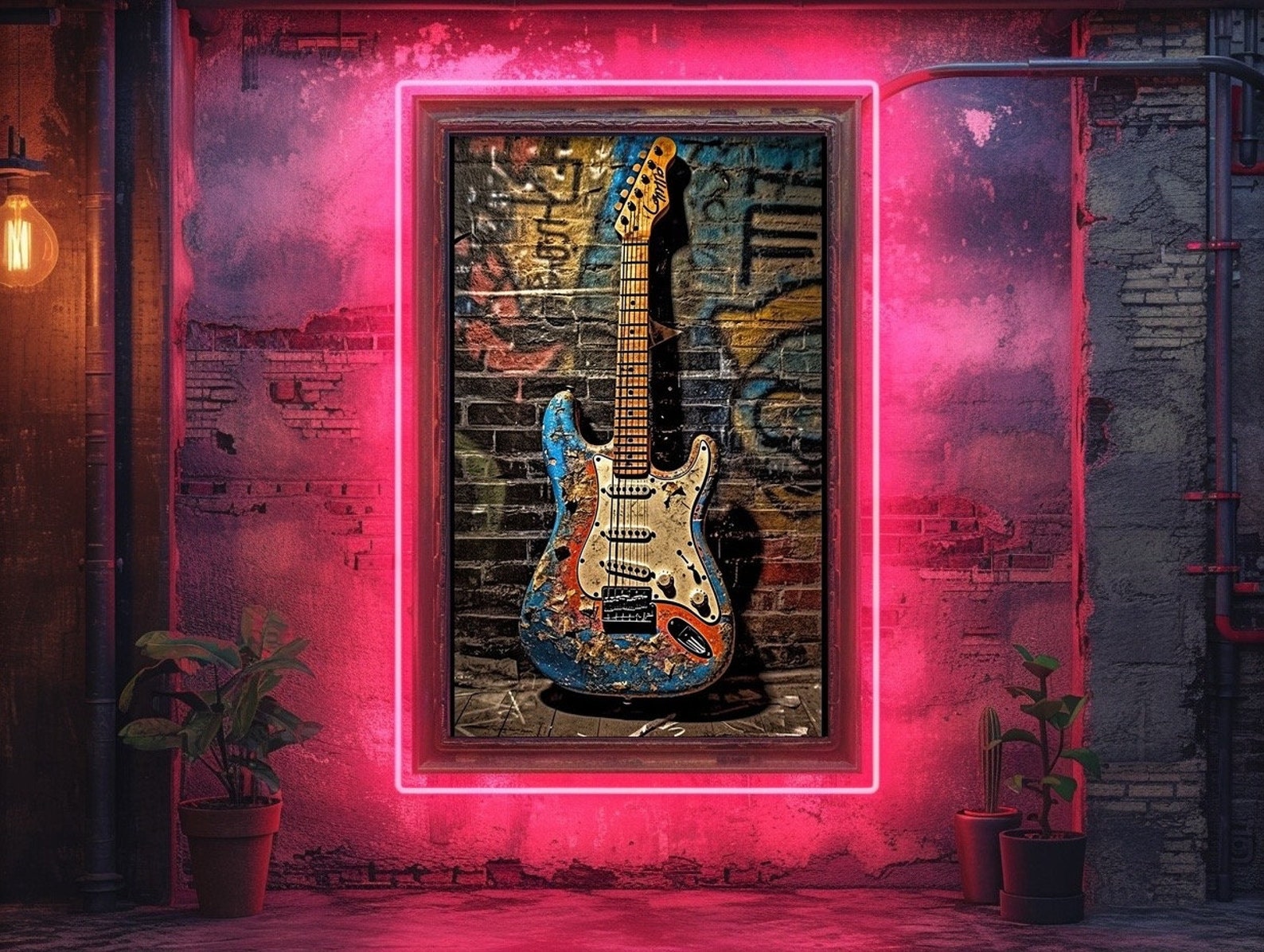Guitar Graffiti Wall Art, Digital Download Print, Music Room Decor ...