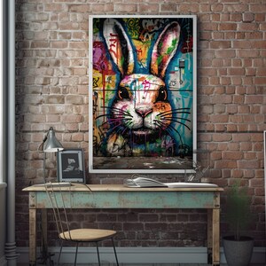 Bunny Graffiti Wall Art Animal Cute Rabbit Bunny Graffiti - Etsy
