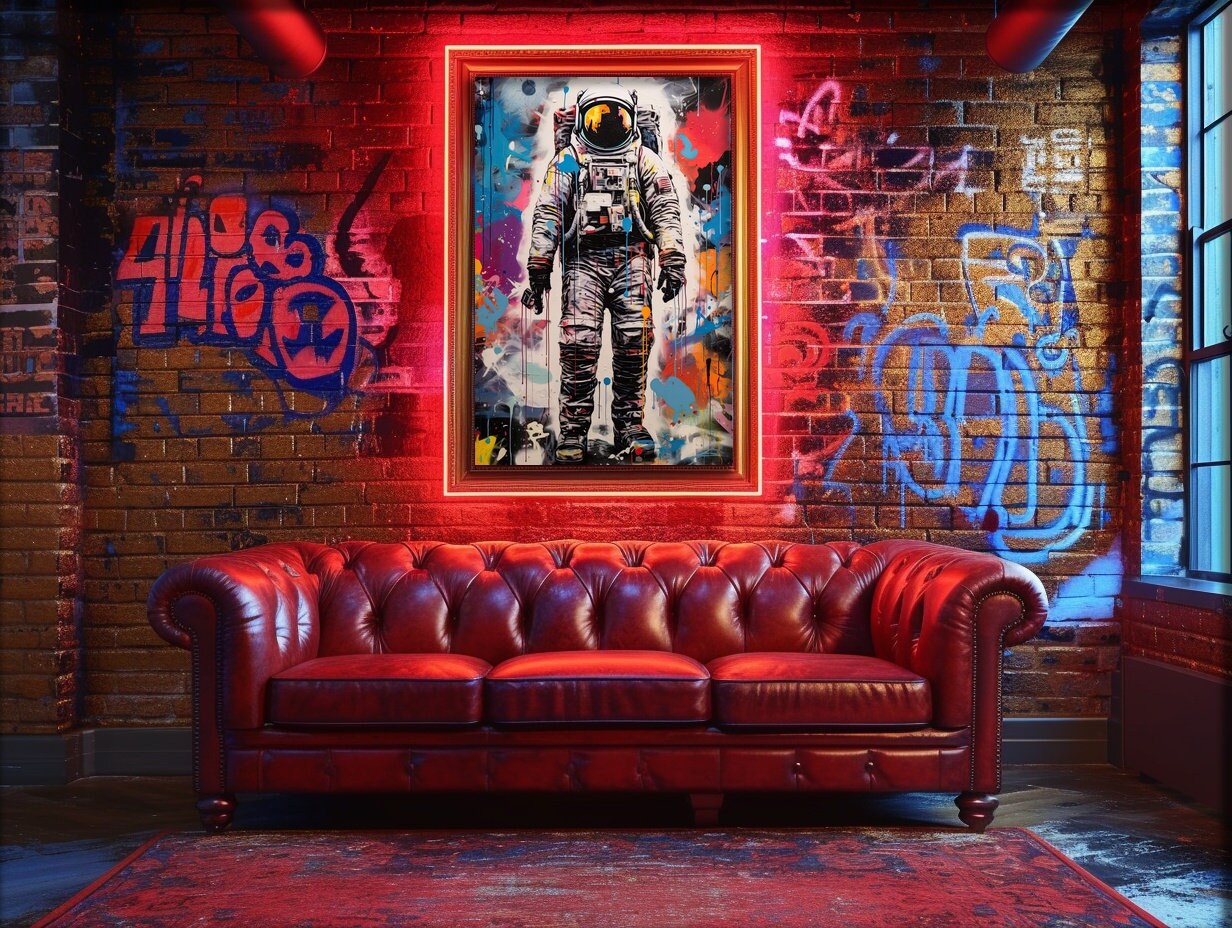 Cosmonaut Graffiti Art Print, Urban Astronaut Digital Poster, Modern ...