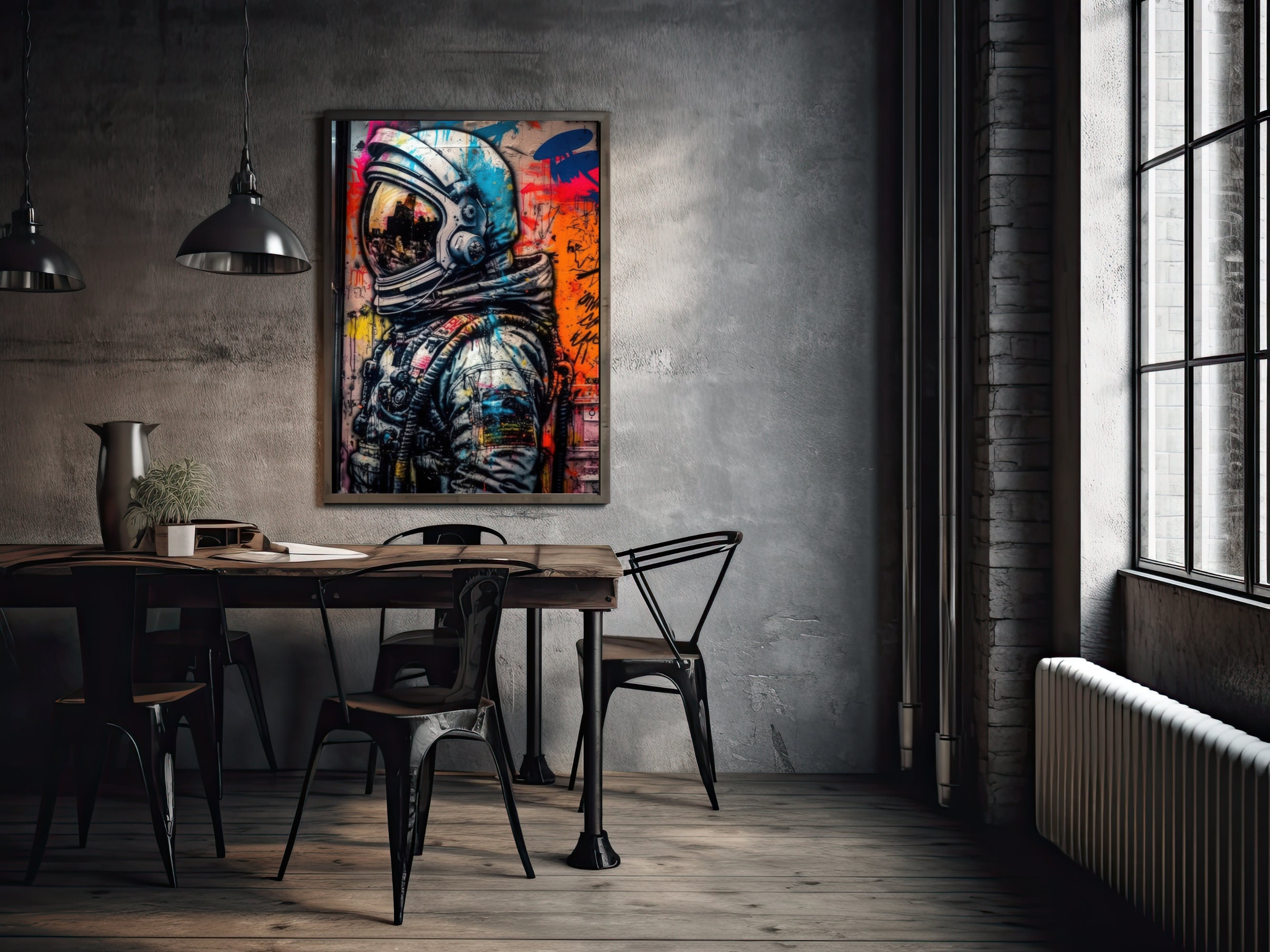 Astronaut Graffiti Wall Art Space Art Graffiti Print Modern - Etsy