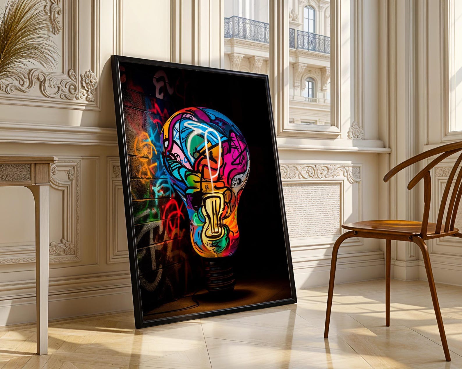 Light Bulb Graffiti Wall Art, Digital Download Print, Modern Street Art ...