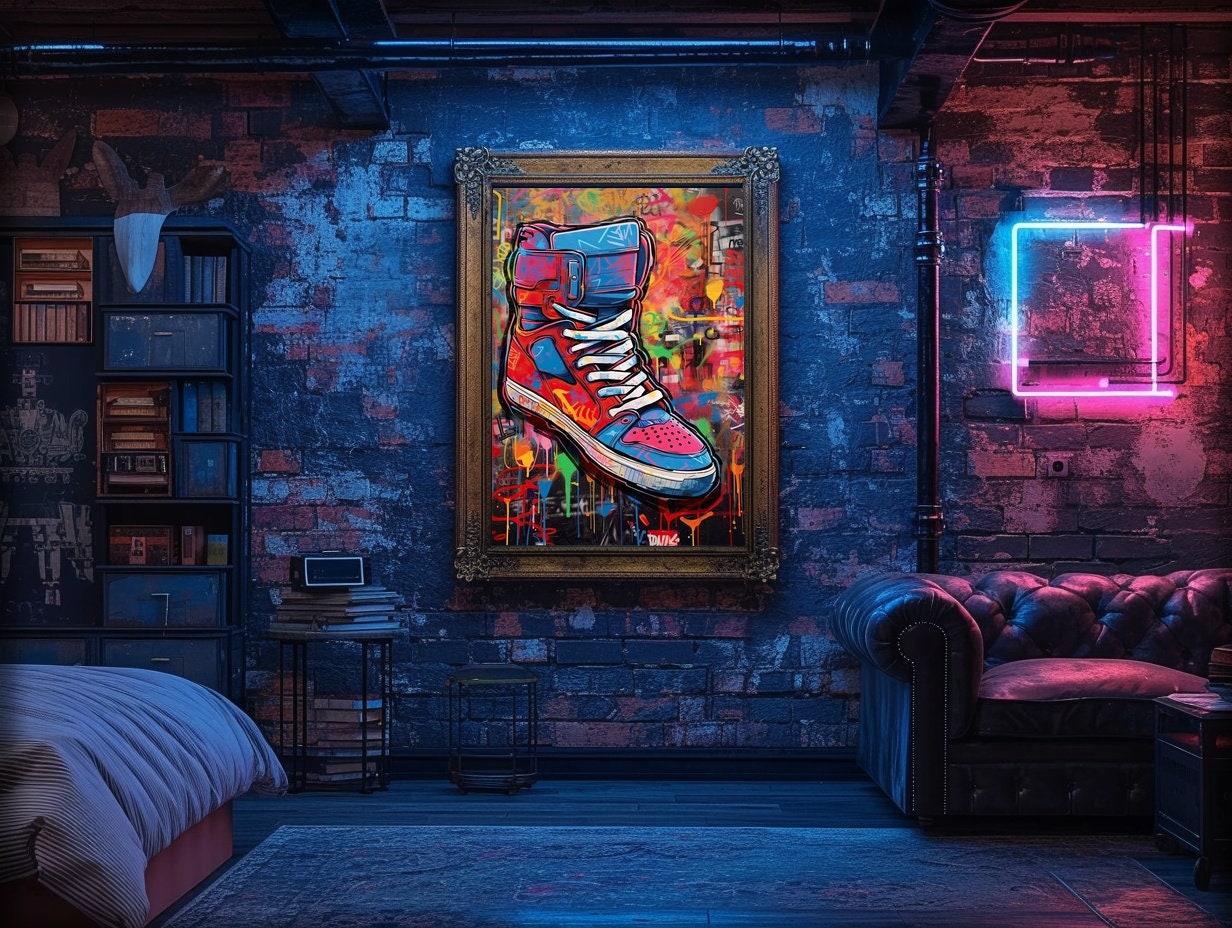 Sneakers Graffiti Wall Art, Digital Download Print, Colorful Shoe Wall ...