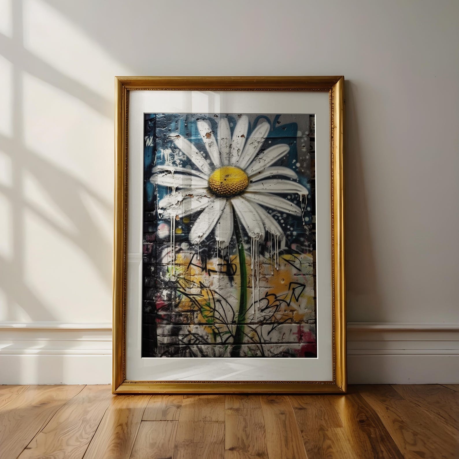 Daisy Flower Graffiti Wall Art, Street Graffiti, Digital Art, Daisy ...