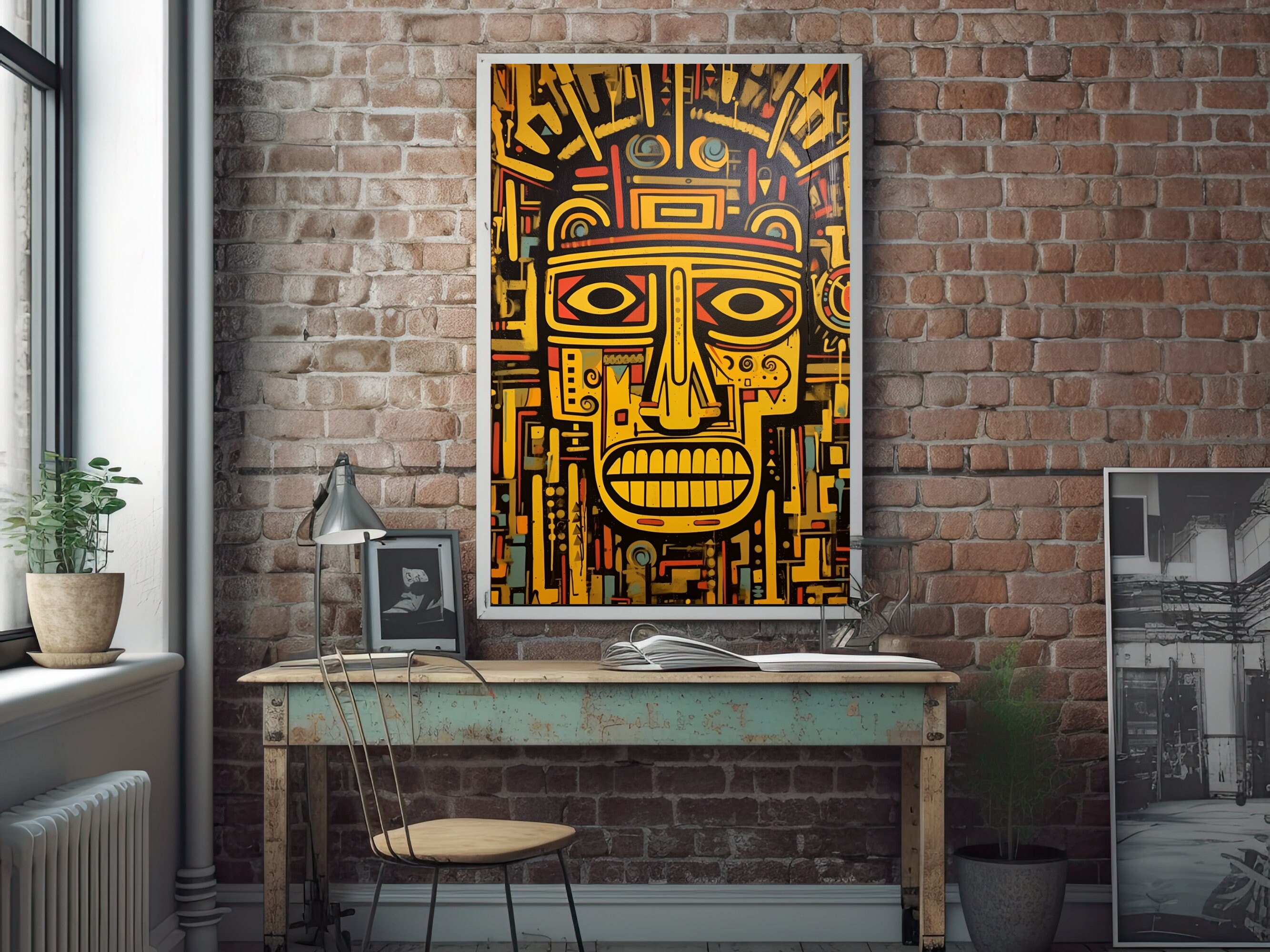 Aztec Graffiti Wall Art Printable Digital Colorful Aztec - Etsy