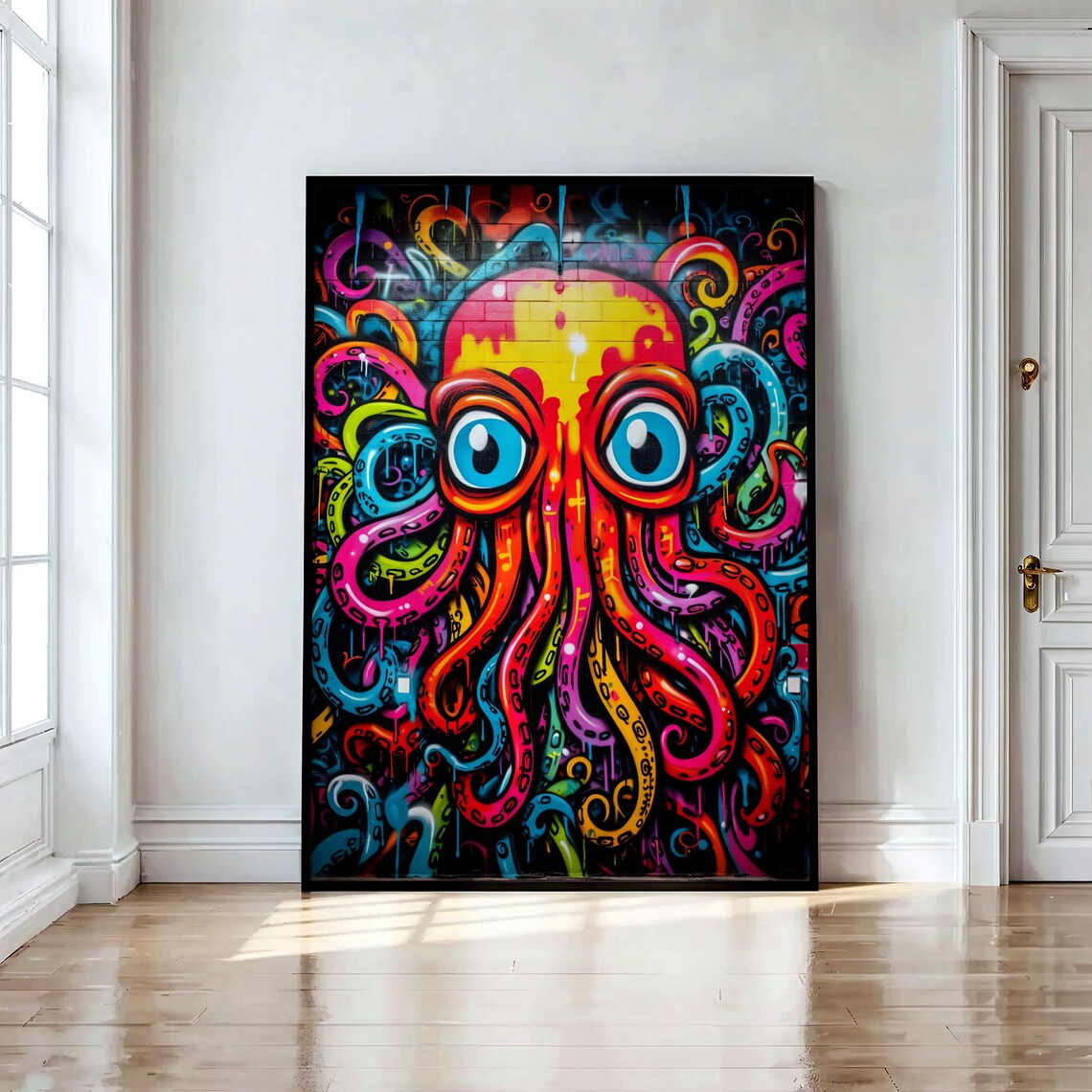 Urban Octopus Graffiti Print, Colorful Wall Art, Street Style Animal ...