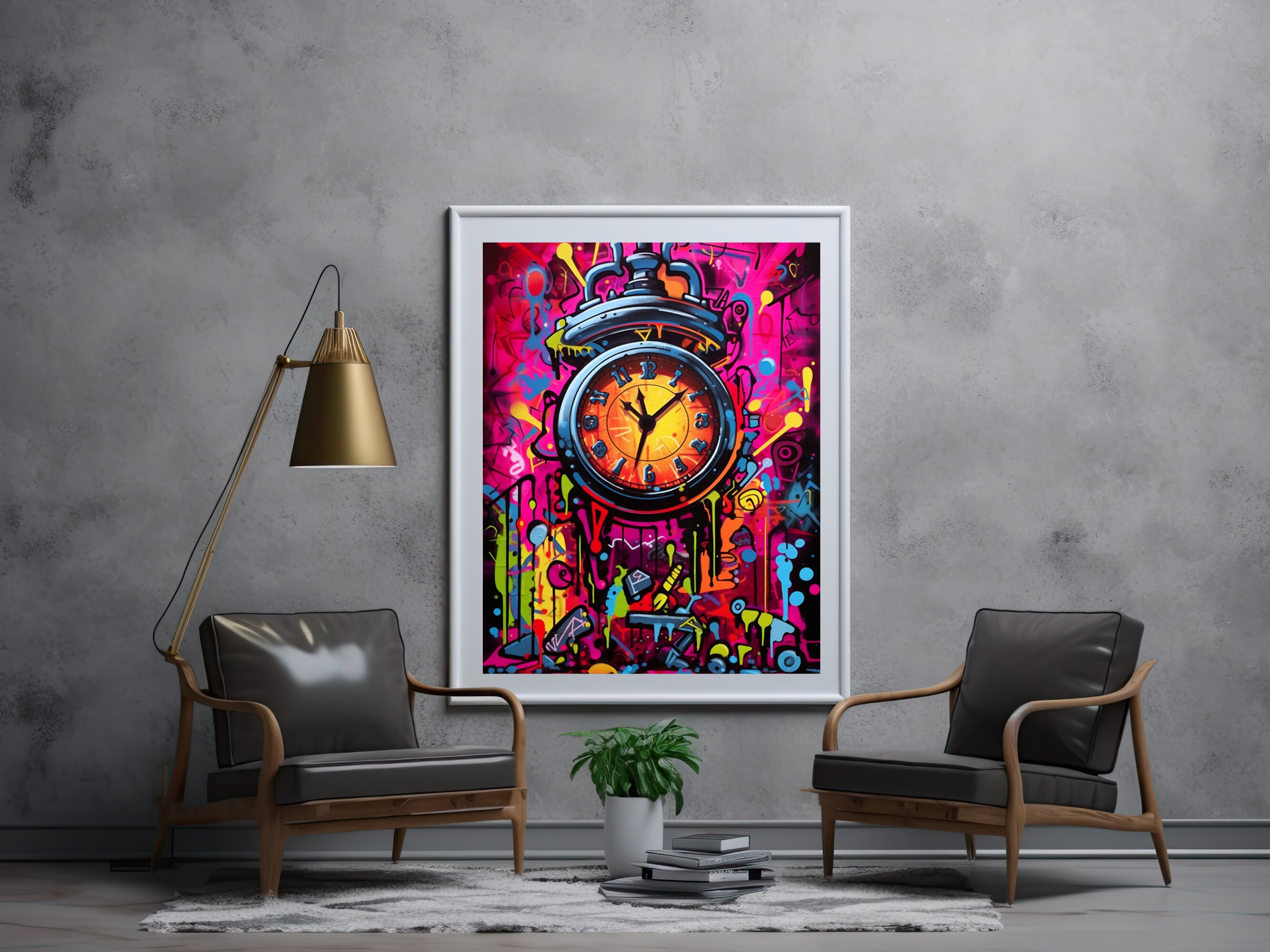Time Graffiti Wall Art Digital Download Clock Art Print - Etsy