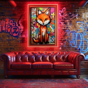 Red Fox Graffiti Wall Art, Printable Digital, Fox Nursery Wall Decor ...