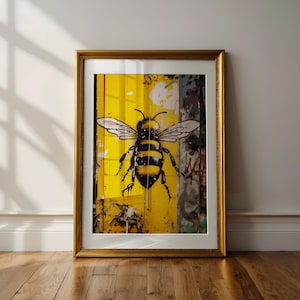 Colorful Bee Street Art, Urban Honey Bee Digital Print, Graffiti Style ...