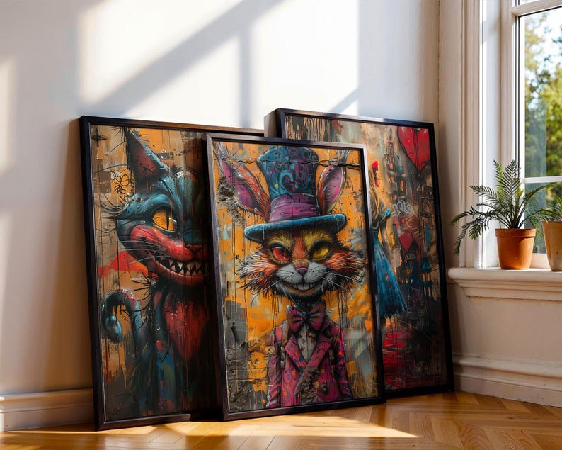 Alice in Wonderland Graffiti Wall Prints, Gallery Wall Set, Set of 3 ...