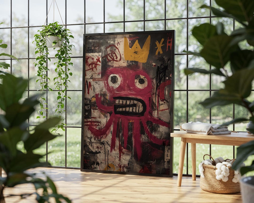 Octopus Graffiti Wall Art, Neo-expressionist Wild Sea Creature Print ...