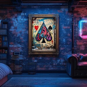 Ace of Spades Graffiti Wall Art, Printable Digital Colorful Playing ...