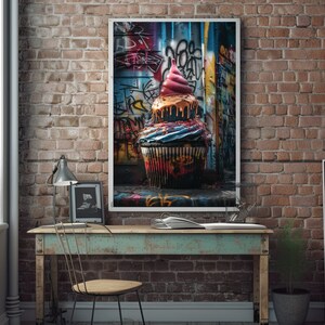 Cupcake Graffiti Wall Art Colorful Cupcake Digital Art - Etsy