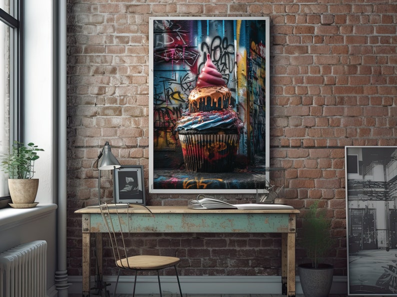 Cupcake Graffiti Wall Art Colorful Cupcake Digital Art - Etsy