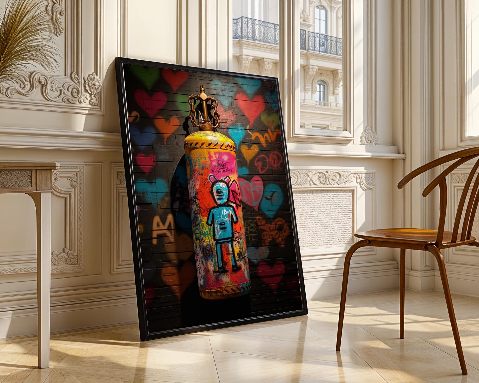 Boxing Bag Graffiti Art, Vibrant Punching Bag Digital Wall Decor ...