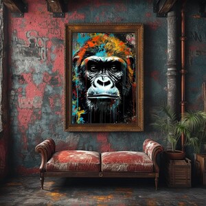 Gorilla Graffiti Wall Art, Colorful Gorilla Animal Graffiti, Digital ...