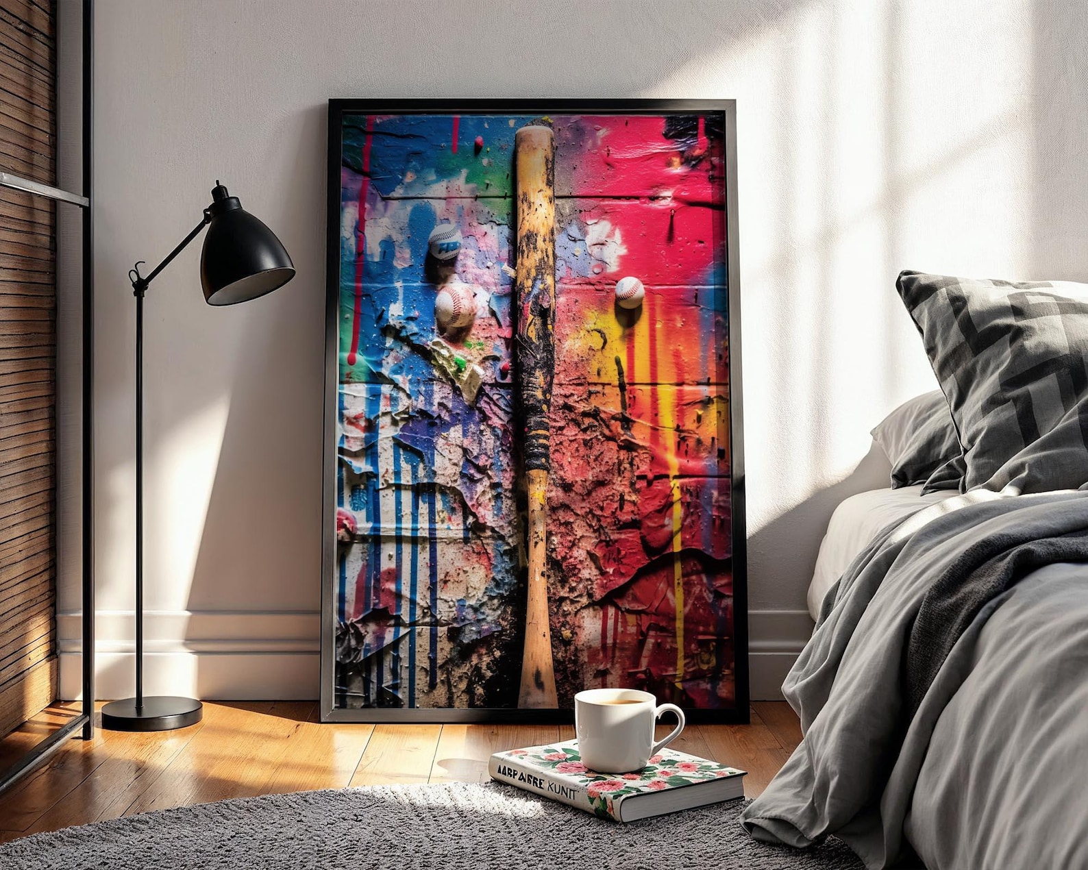 Baseball Bat Graffiti Wall Art, Printable Digital, Colorful Baseball ...