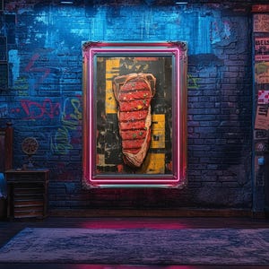 Food Graffiti Wall Art, Urban Steak Wall Decor, Iconic Ribeye Art Print ...