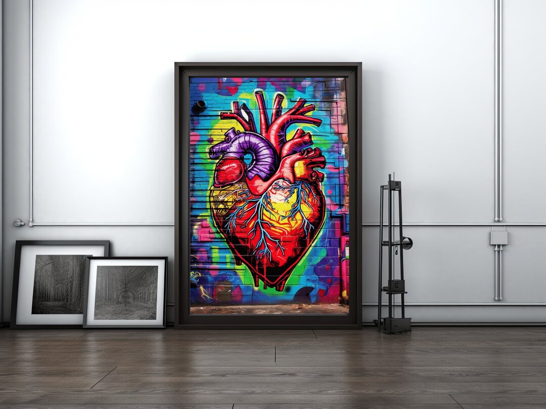 Human Heart Graffiti Wall Art Anatomical Heart Graffiti - Etsy