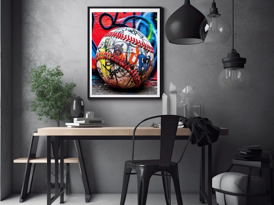 Baseball Graffiti Wall Art, Digital Print, Colorful Sports Wall Decor ...