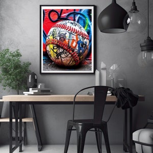 Baseball Graffiti Wall Art, Digital Print, Colorful Sports Wall Decor ...