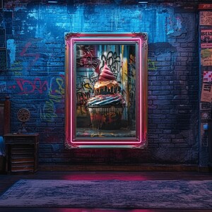 Cupcake Graffiti Wall Art, Colorful Cupcake Digital Art Graffiti Print ...