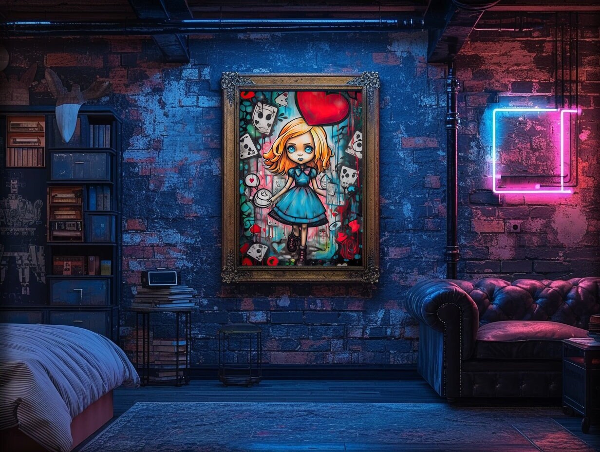 Alice in Wonderland Graffiti Wall Art, Printable Digital, Fairytale ...