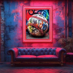 Baseball Graffiti Wall Art, Digital Print, Colorful Sports Wall Decor ...