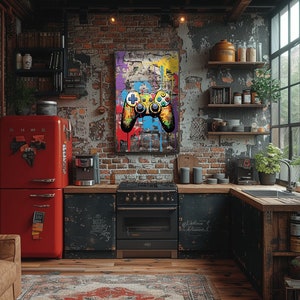 Gaming Graffiti Wall Art, Gamepad Painting, Game Controller Digital Art ...