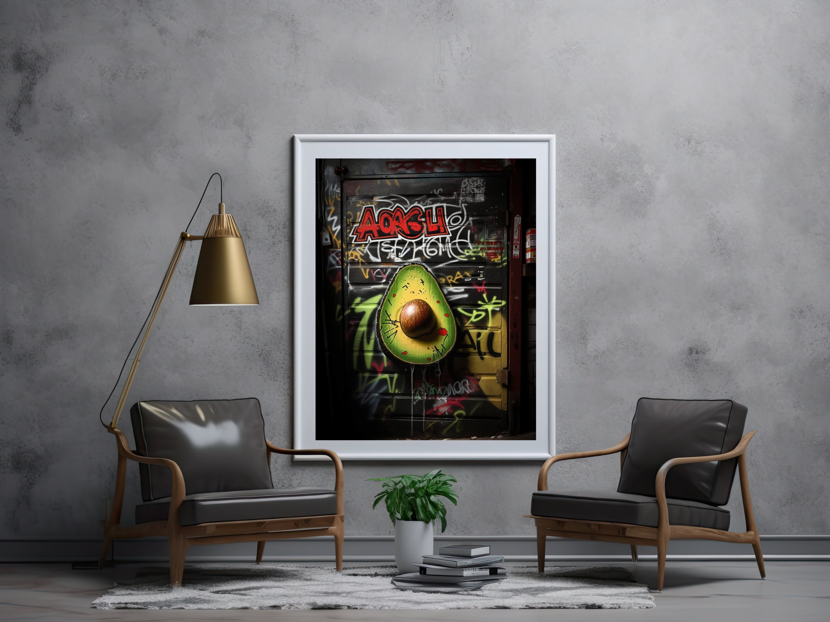 Avocado Obst Graffiti Wandkunst, digitaler Download, Obst Wandkunst ...