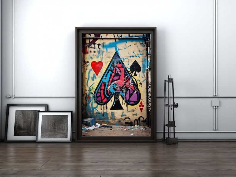 Ace of Spades Graffiti Wall Art, Printable Digital Colorful Playing ...