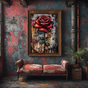 Red Rose Graffiti Wall Art, Digital Download, Colorful Rose Flower ...