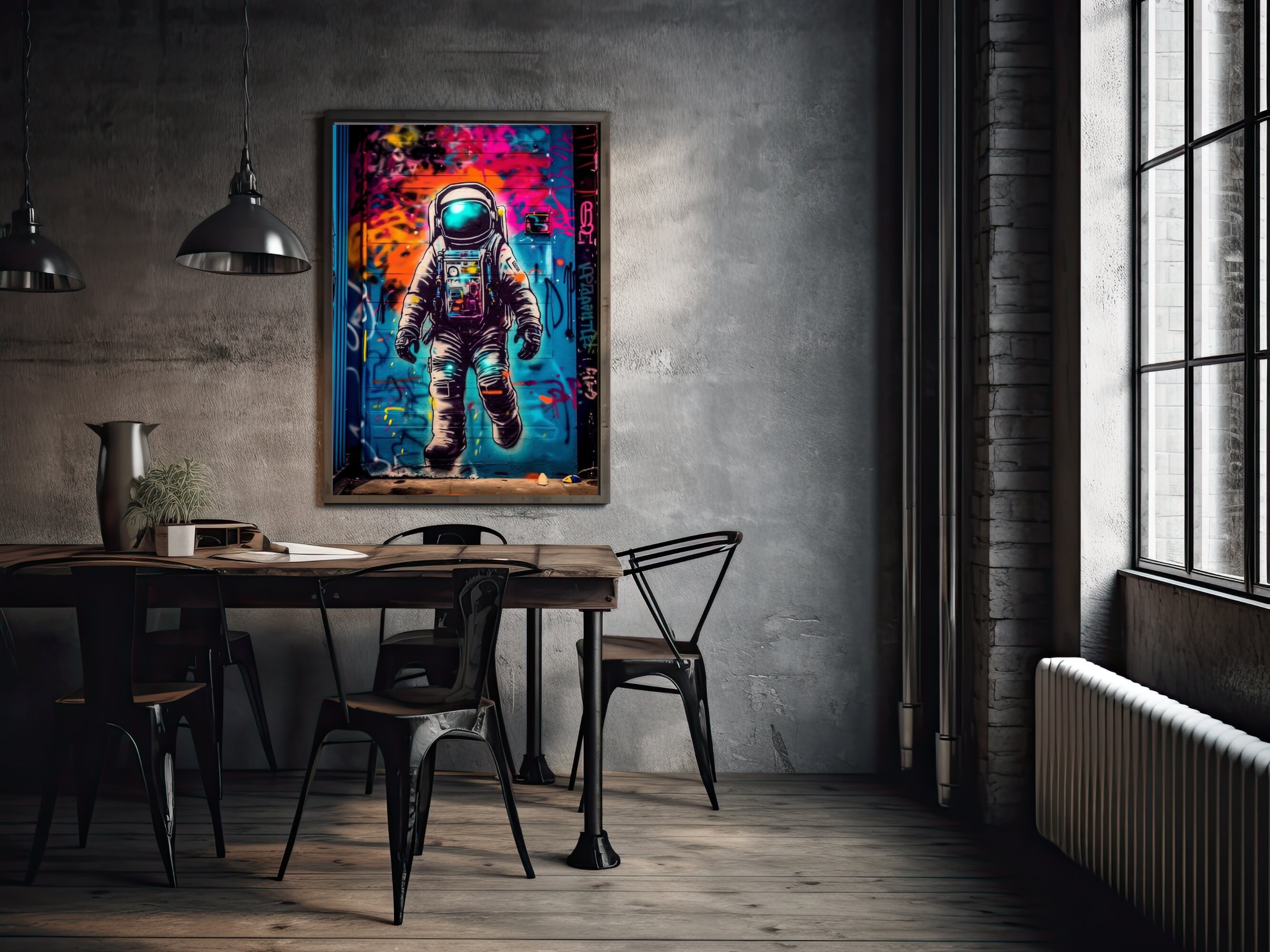 Astronaut Graffiti Wall Art, Digital Download, Modern Street Art Poster ...