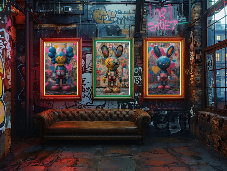 Hypebeast Graffiti Wall Art, Set of 3, Hypebeast Figure Printable Wall ...