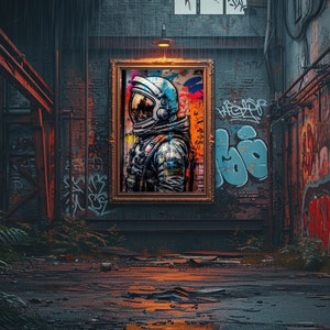 Astronaut Graffiti Wall Art, Space Art Graffiti Print, Modern, Urban ...