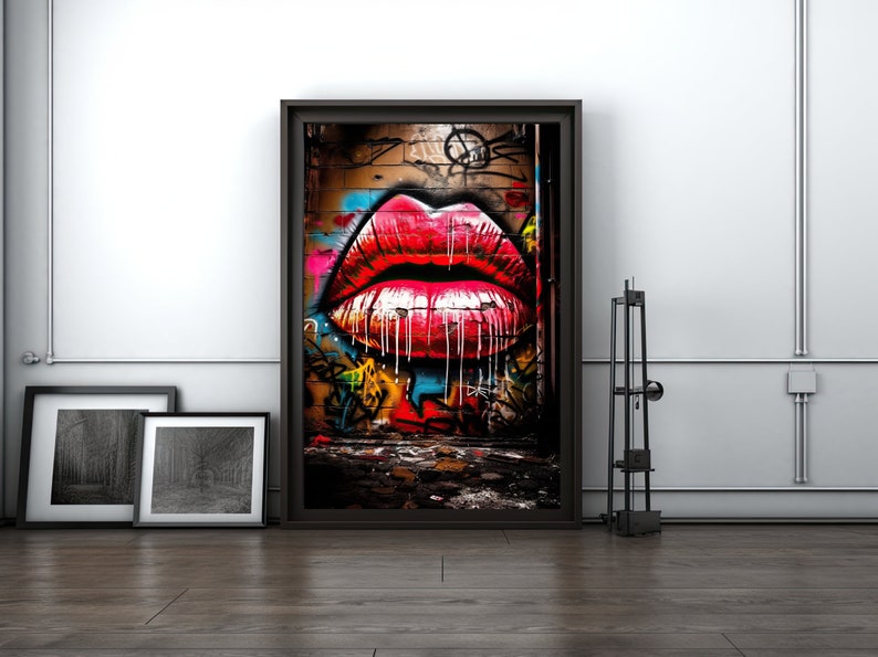 Lips Graffiti Wall Art Printable Art Download Sexy Lips Wall - Etsy