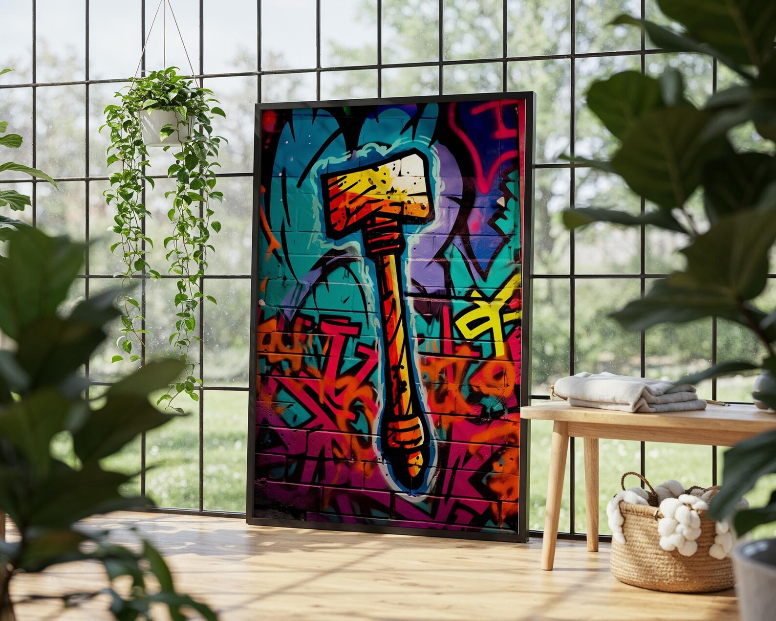 Thor Mjolnir Graffiti Wall Art, Printable Digital, Thor Hammer Wall ...