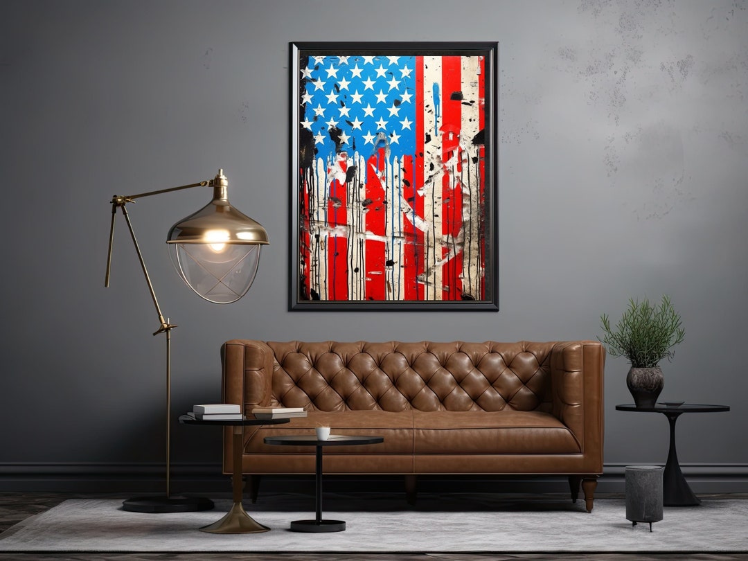American Flag Graffiti Wall Art Digital Printable USA Flag - Etsy