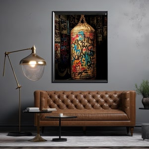 Boxing Graffiti Wall Art, Punching Bag Graffiti Print Modern, Urban ...