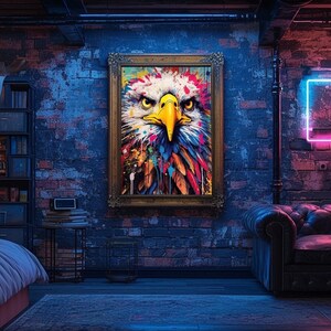 American Bald Eagle Graffiti Wall Art, Fierce Bald Eagle Graffiti Print ...