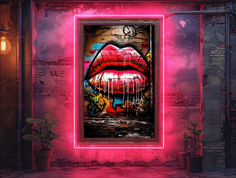 Lips Graffiti Wall Art, Printable Art Download, Sexy Lips Wall Decor ...