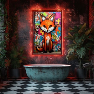 Red Fox Graffiti Wall Art, Printable Digital, Fox Nursery Wall Decor ...