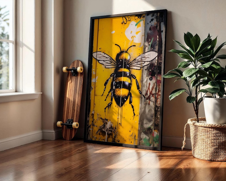 Colorful Bee Street Art, Urban Honey Bee Digital Print, Graffiti Style ...