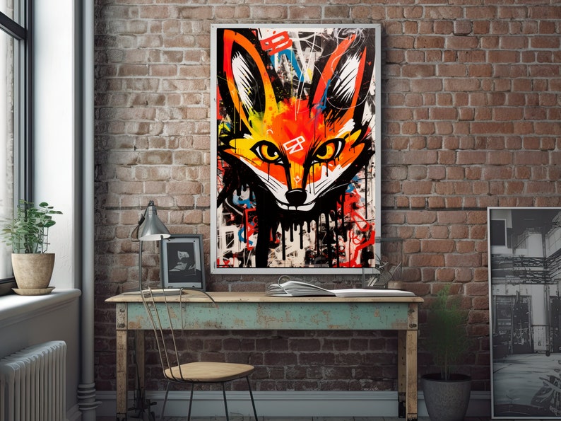 Fox Graffiti Wall Art Woodland Fox Printable Wall Art - Etsy