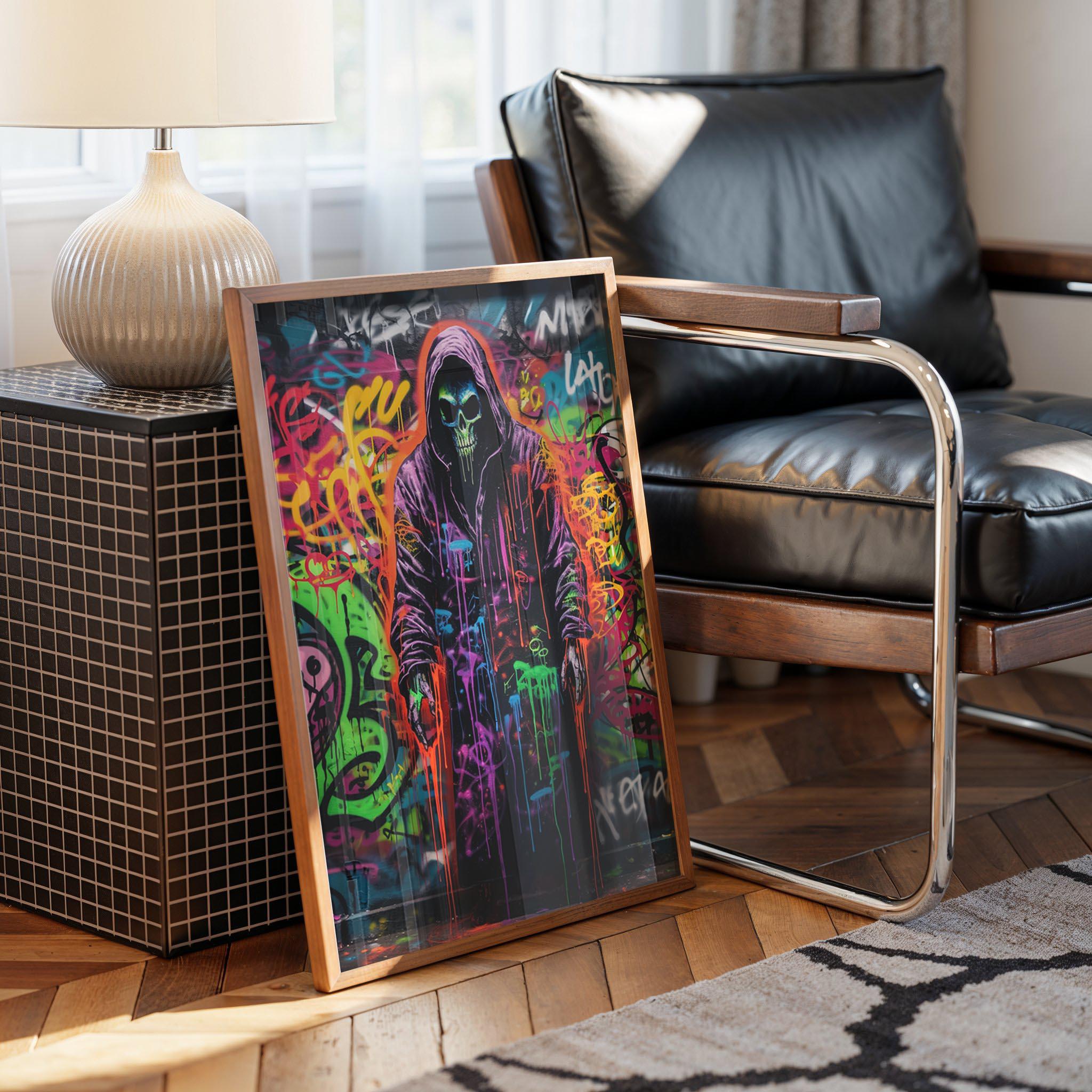 Grim Reaper Graffiti Wall Art, Digital Download Print, Spooky Colorful ...