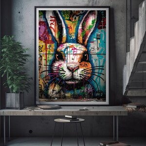 Bunny Graffiti Wall Art Animal Cute Rabbit Bunny Graffiti - Etsy