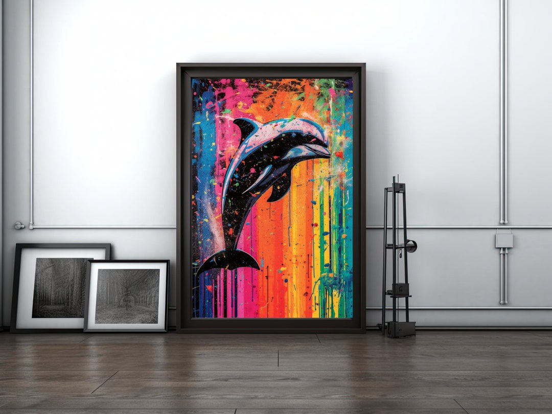 Dolphin Graffiti Wall Art Printable Digital Colorful Dolphin - Etsy
