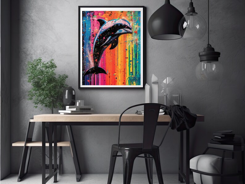 Dolphin Graffiti Wall Art Printable Digital Colorful Dolphin - Etsy