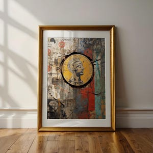 Gold Coin Graffiti Wall Art, Digital Download, Vintage Golden Coin Wall ...