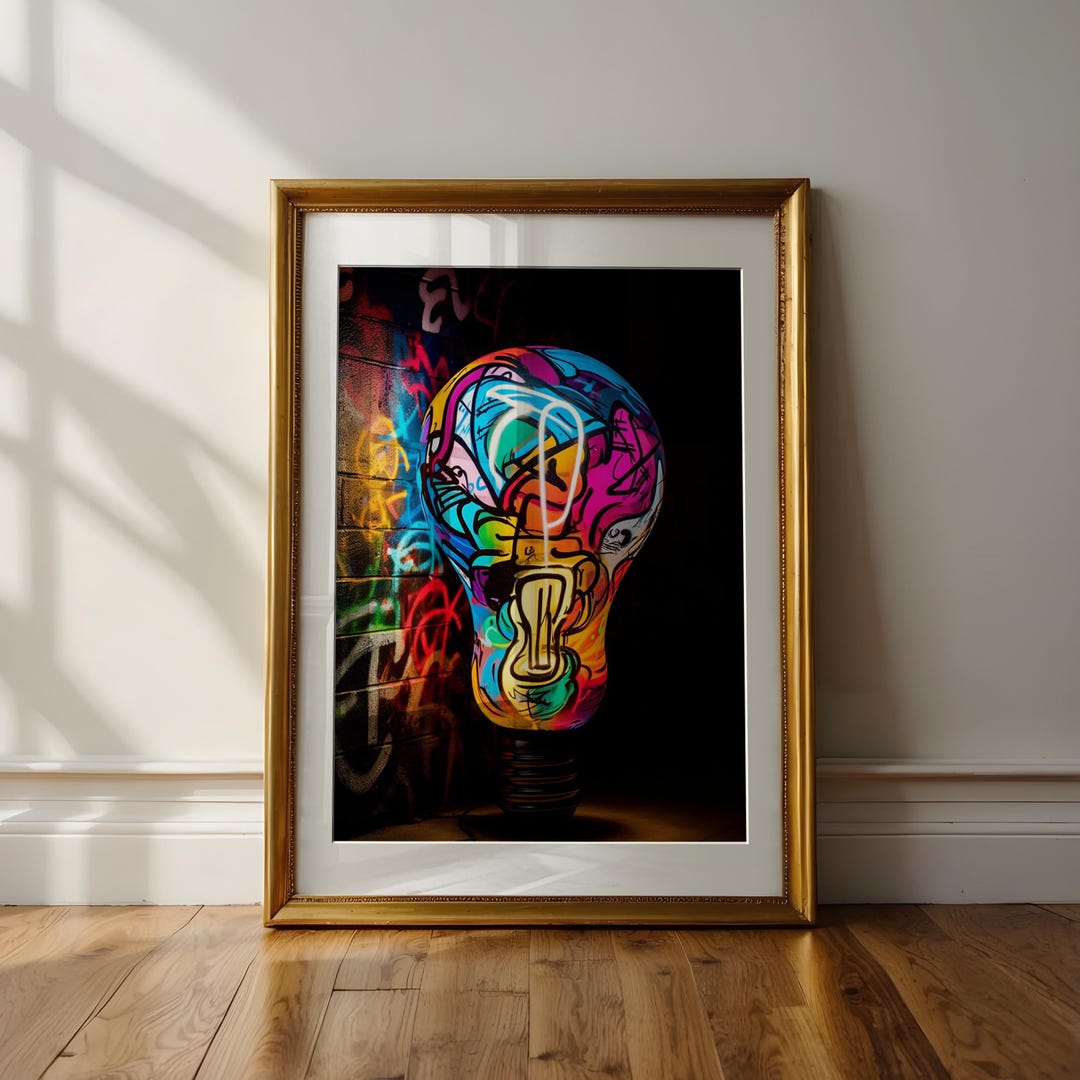Light Bulb Graffiti Wall Art, Digital Download Print, Modern Street Art ...